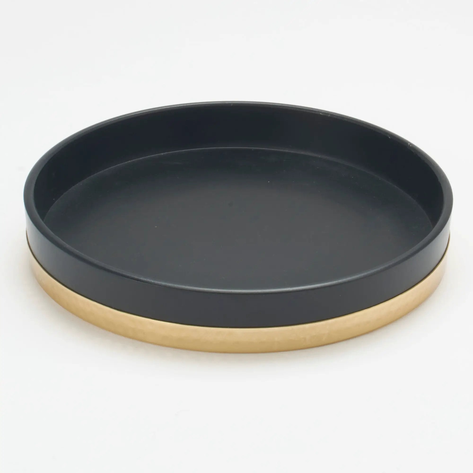 Round Cast Aluminum Round Platter with Brass wooden Underliner- 8 Inch