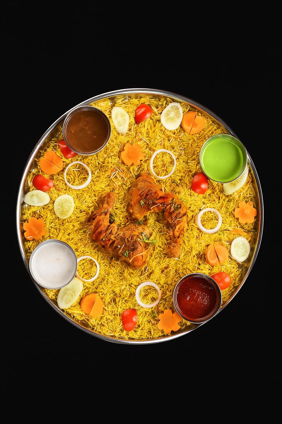 Stainless Steel Bahubali Mandi Biryani Thali Large Platter - 24 inch