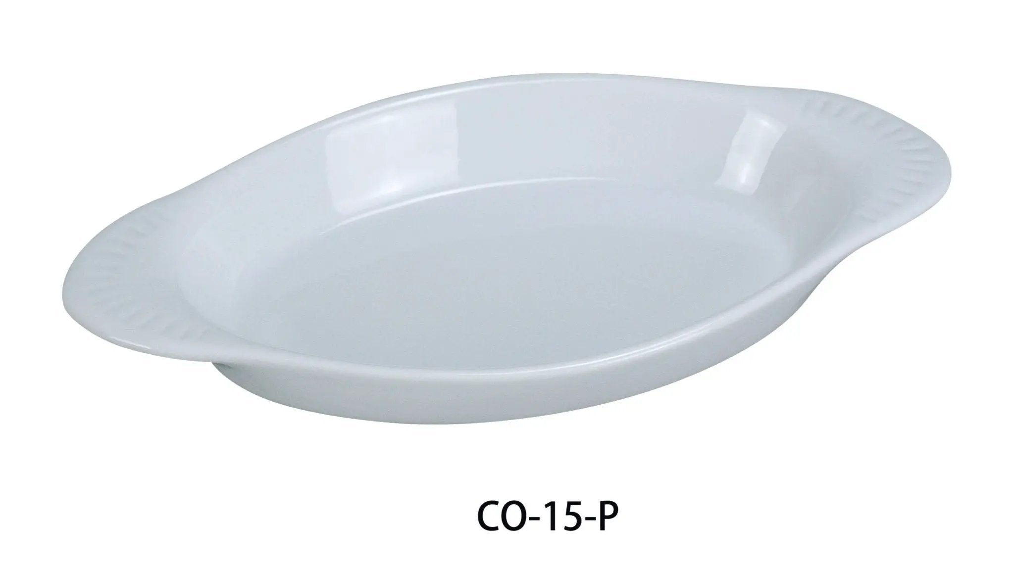Yanco CO-15-P Welsh Rabbit Crock, Oval, 15 oz, China, Super White