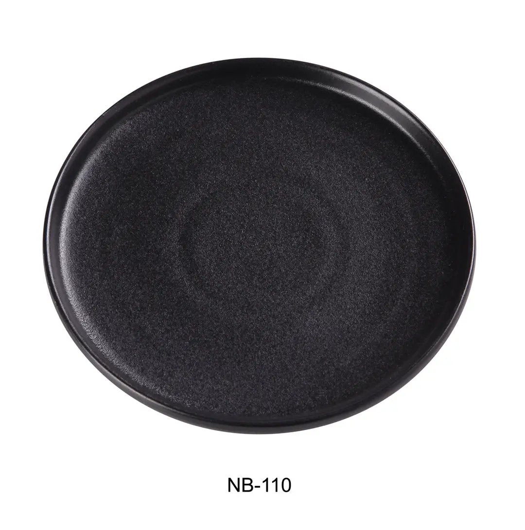 Yanco NB-110, Round Plate with Upright Rim, Ceramic Noble Black