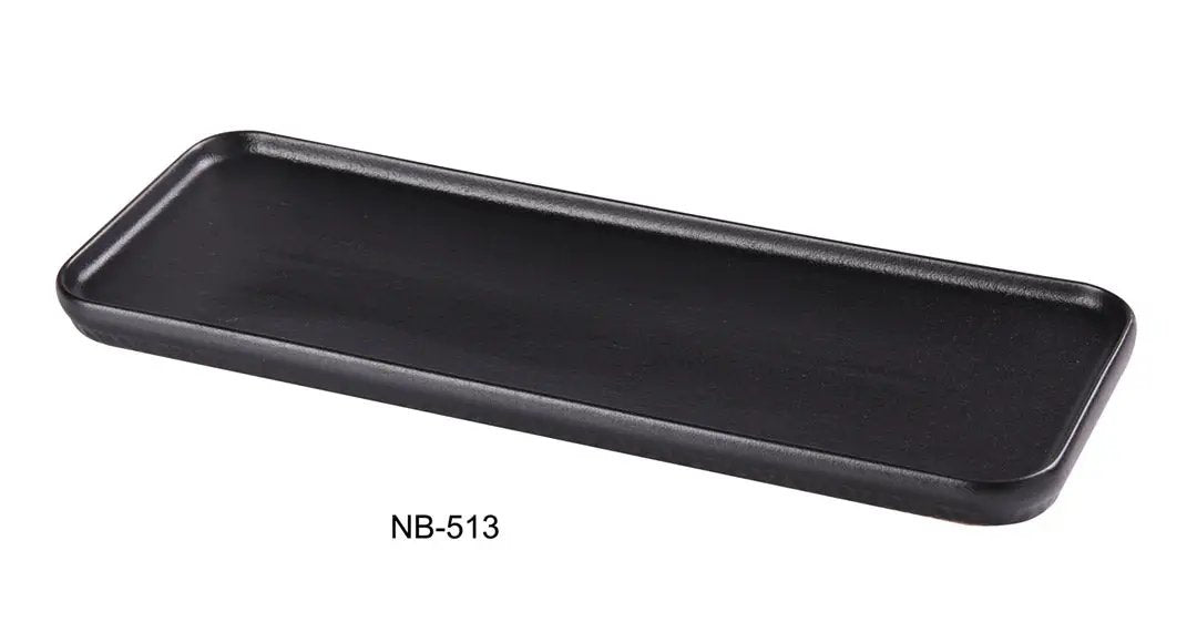 Yanco NB-513 Rectangular Plate, Ceramic Noble Black, Pack of 24